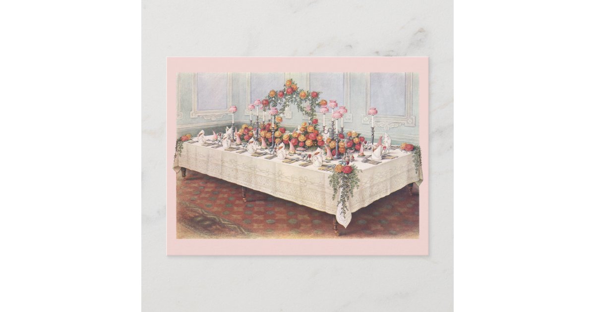 Vintage Wedding Banquet Table Postcard | Zazzle