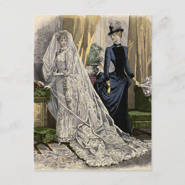 Vintage Wedding Bridal Portrait, Victorian Bride Postcard | Zazzle