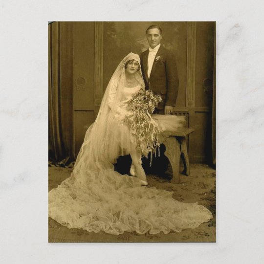 Vintage Wedding Bride and Groom Postcard | Zazzle.com