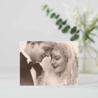 Vintage Wedding Bride and Groom Postcard | Zazzle