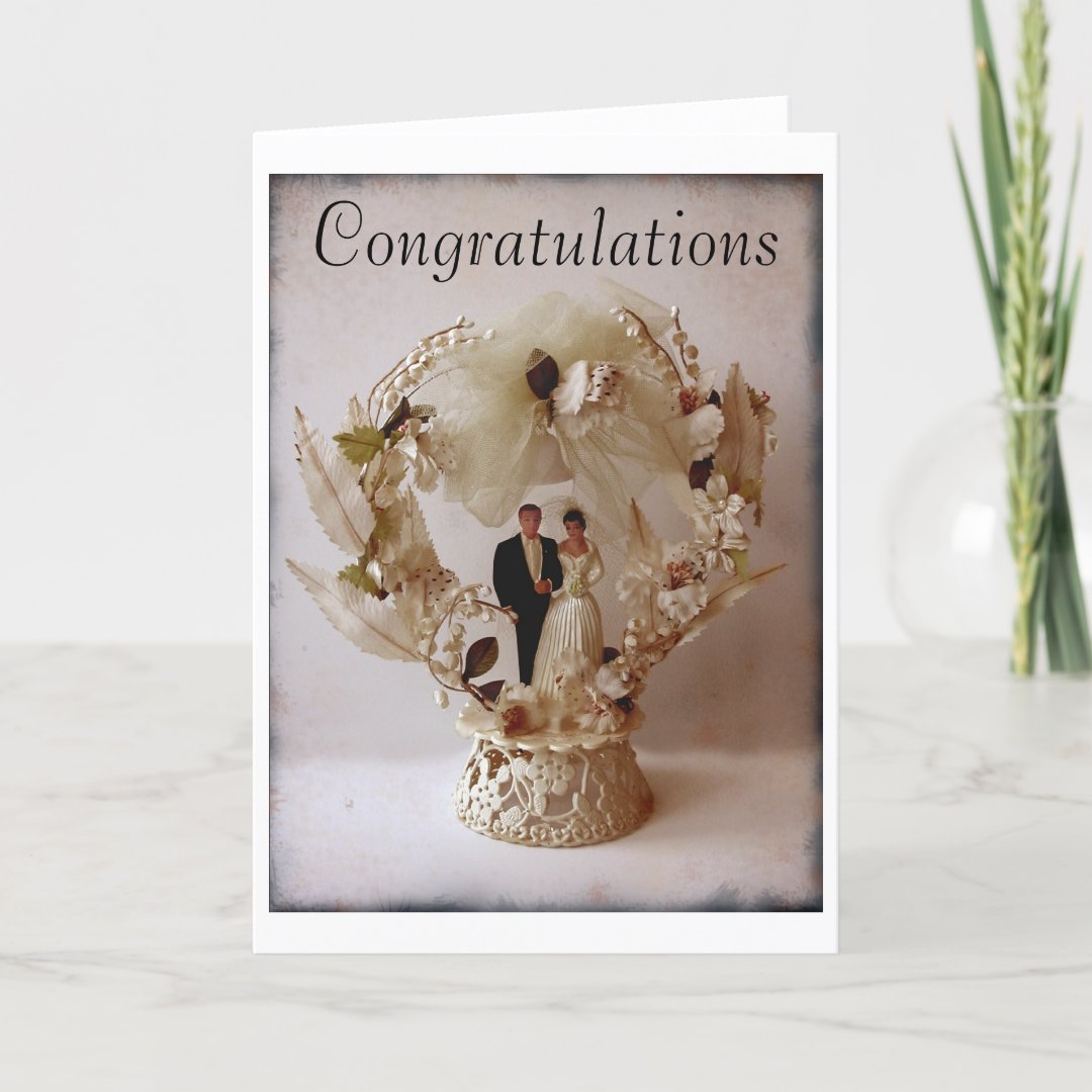 Vintage Wedding Cake Topper greeting card | Zazzle