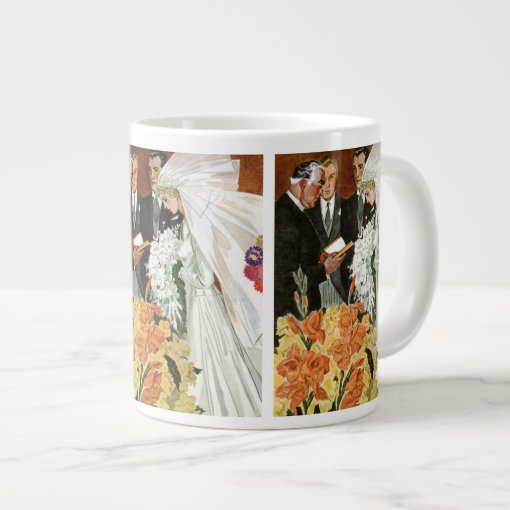 Vintage Wedding Ceremony with Bride and Groom Giant Coffee Mug | Zazzle