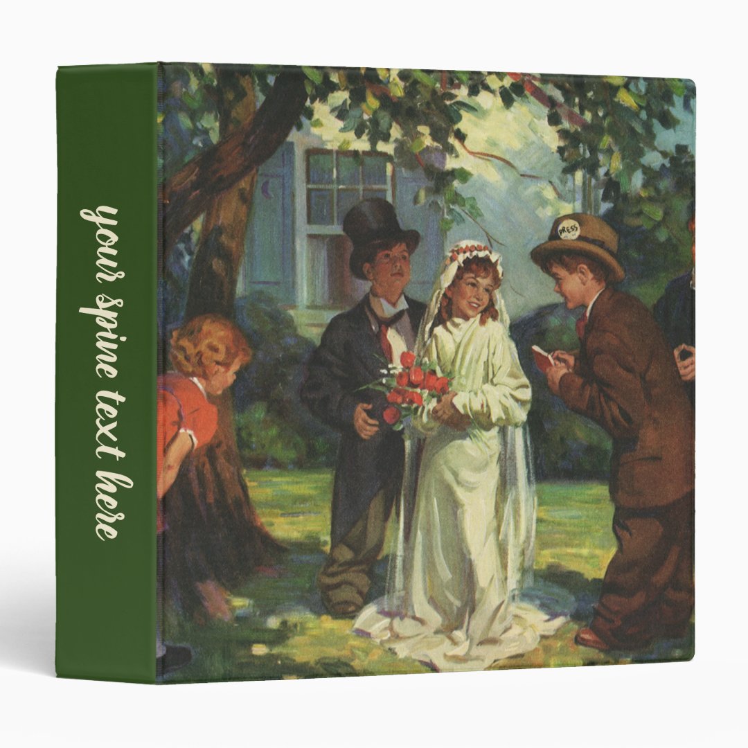 Vintage Wedding, Children Pretend Bride and Groom 3 Ring Binder | Zazzle