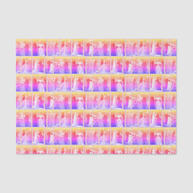 Vintage Wedding Dress Bride and Groom Rainbow Tissue Paper | Zazzle