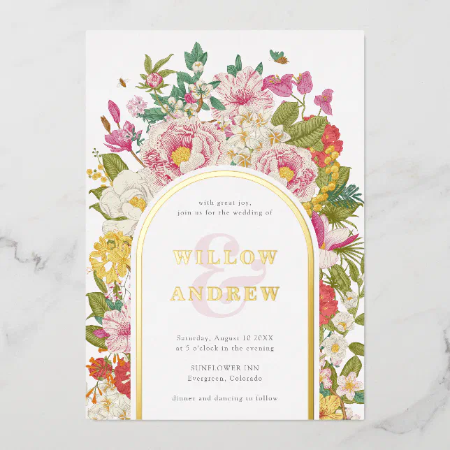 Vintage Wedding Foil Invitation | Zazzle