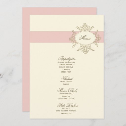 {vintage} wedding menu | Zazzle