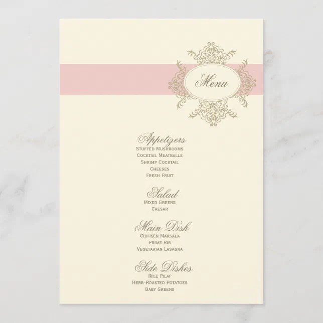 {vintage} wedding menu | Zazzle