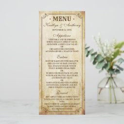 Vintage Wedding Menu | Zazzle