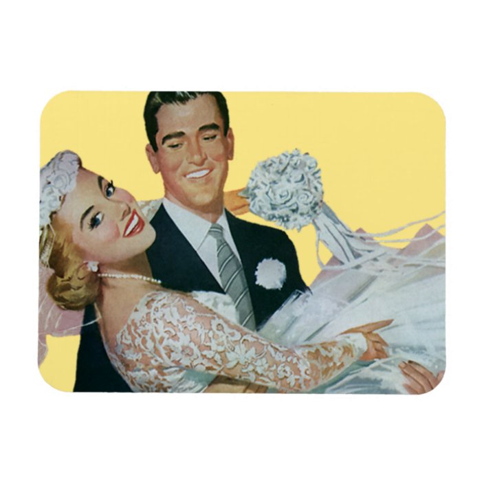 Vintage Wedding Newlyweds, Happy Bride and Groom Magnet | Zazzle.com
