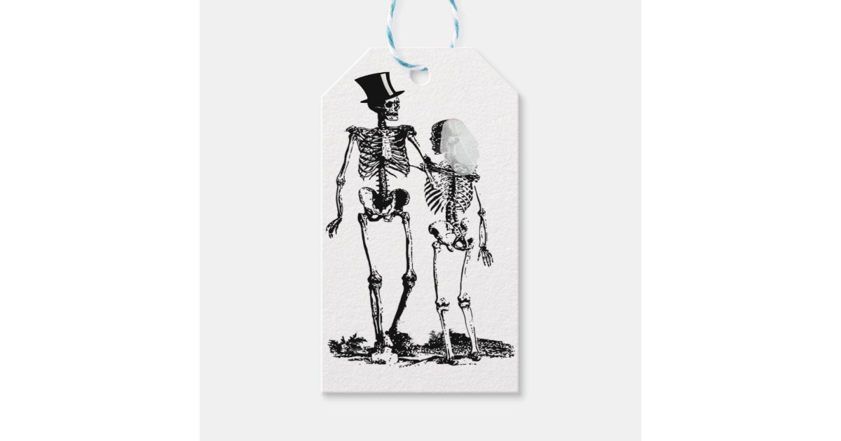 Vintage Wedding Skeleton Couple Gift Tags | Zazzle