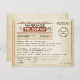 vintage WEDDING telegrams Invitation | Zazzle