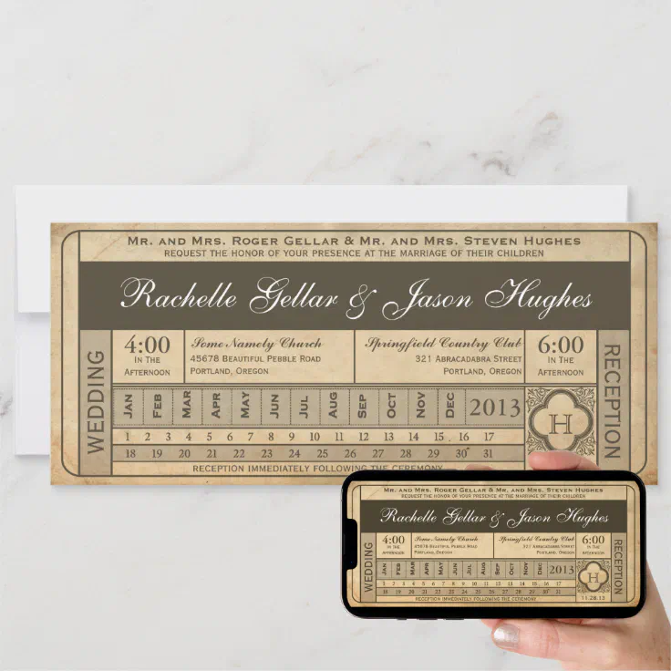Vintage Wedding Ticket III Punchout Invitation | Zazzle