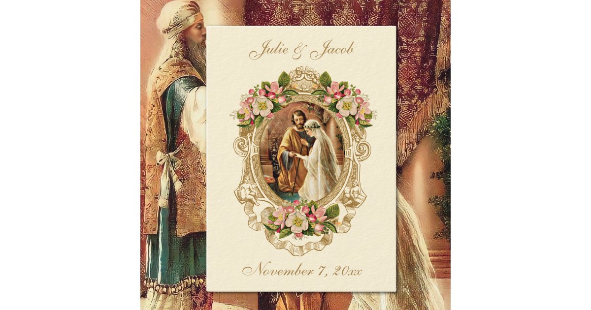 Vintage Wedding Traditional Catholic Holy Card | Zazzle
