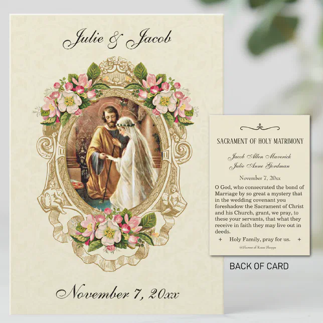 Vintage Wedding Traditional Catholic Holy Card | Zazzle