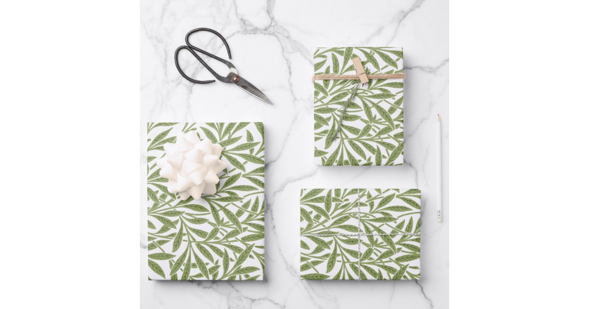 Vintage Wedding, Victorian Willow Leaves Pattern Wrapping Paper Sheets | Zazzle