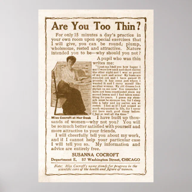 Vintage Weight Gain Ad from 1908 Poster | Zazzle