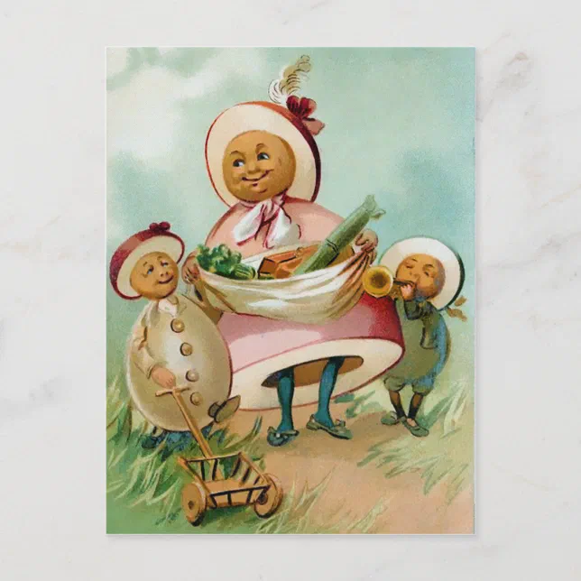 Vintage Weird Egg People Postcard | Zazzle