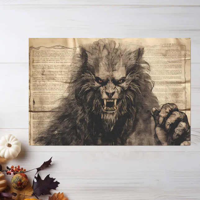Vintage Werewolf Halloween Decoupage Tissue Paper | Zazzle