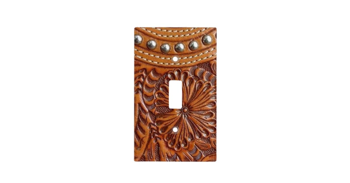 vintage western country pattern studded leather light switch cover | Zazzle