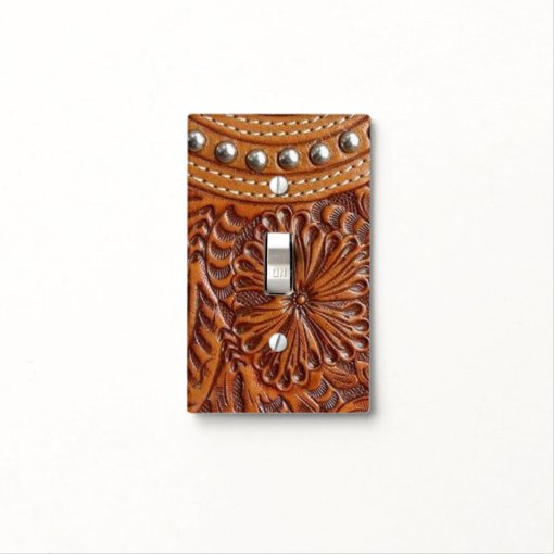 vintage western country pattern studded leather light switch cover | Zazzle