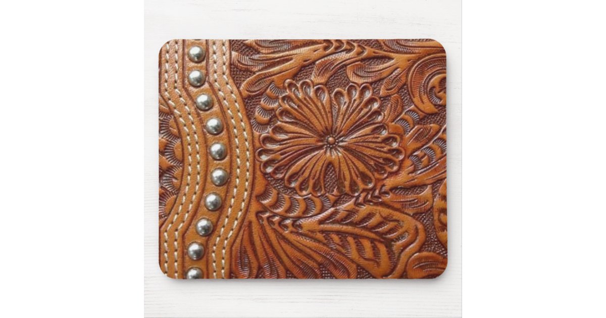 vintage western country pattern studded leather mouse pad | Zazzle