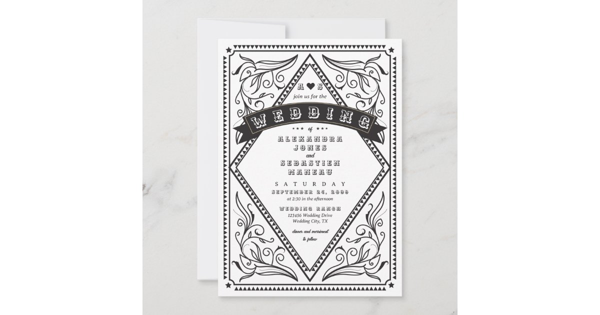 Vintage Western Country QR Code Rustic Wedding Invitation | Zazzle