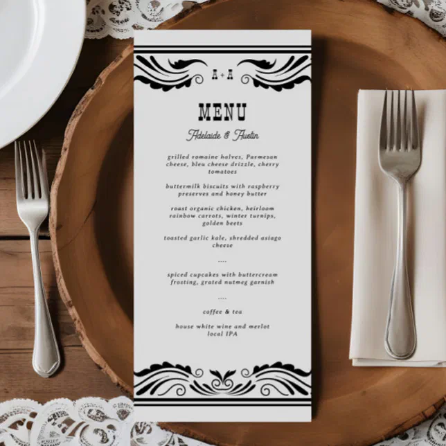 Vintage Western Cowboy Country Wedding Menu | Zazzle