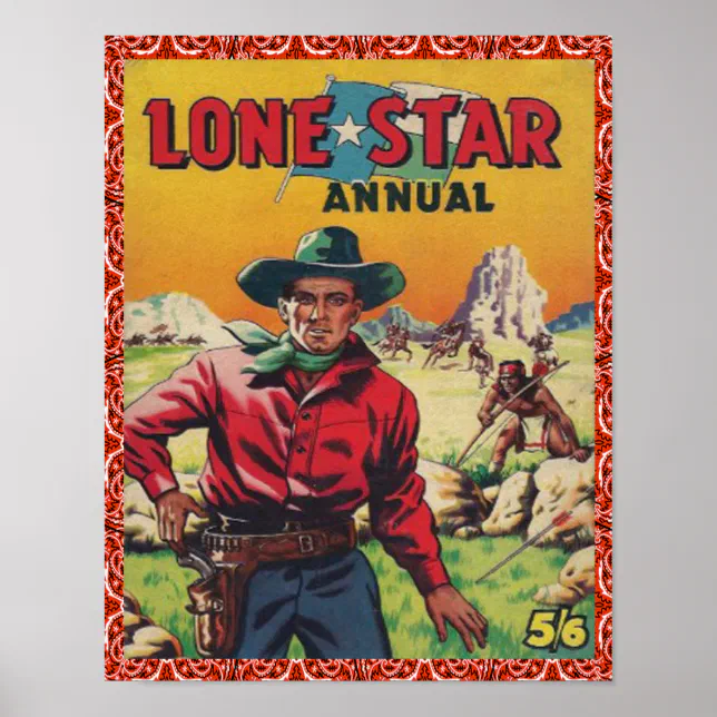 Vintage Western Cowboy Lone Star Poster | Zazzle