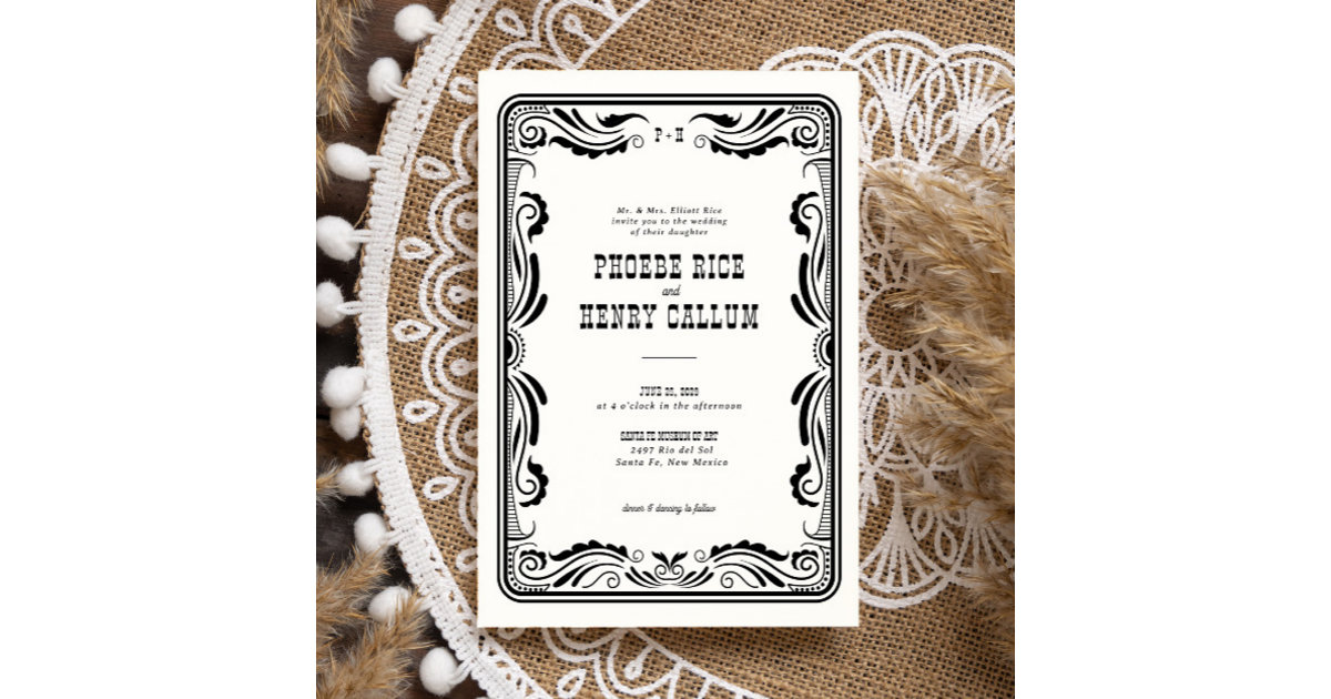 Vintage Western Cowboy Rustic Country Wedding Invitation | Zazzle