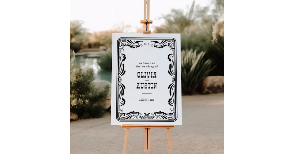 Vintage Western Cowboy Rustic Country Wedding Sign | Zazzle