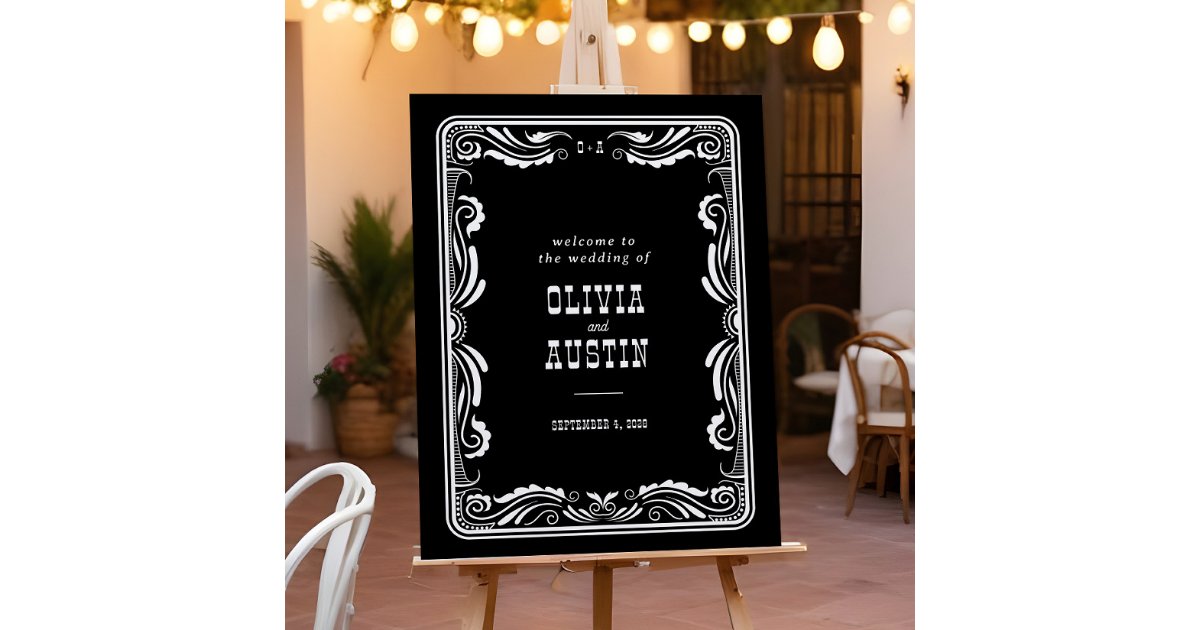 Vintage Western Cowboy Rustic Country Wedding Sign | Zazzle