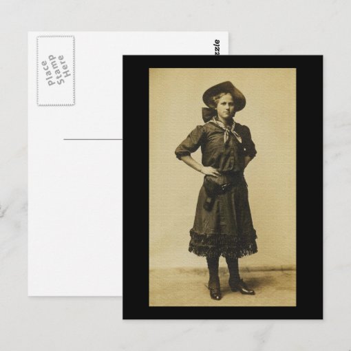 Vintage Western Cowgirl photo Postcard | Zazzle