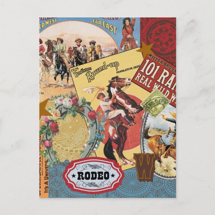 Vintage Western cowgirl postcard | Zazzle