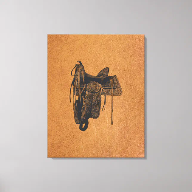 Vintage Western Horse Saddle Canvas Print | Zazzle