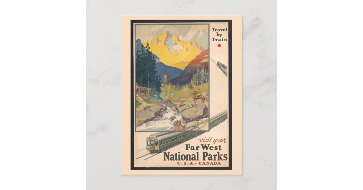 Vintage Western National Park Travel By Train Postcard | Zazzle