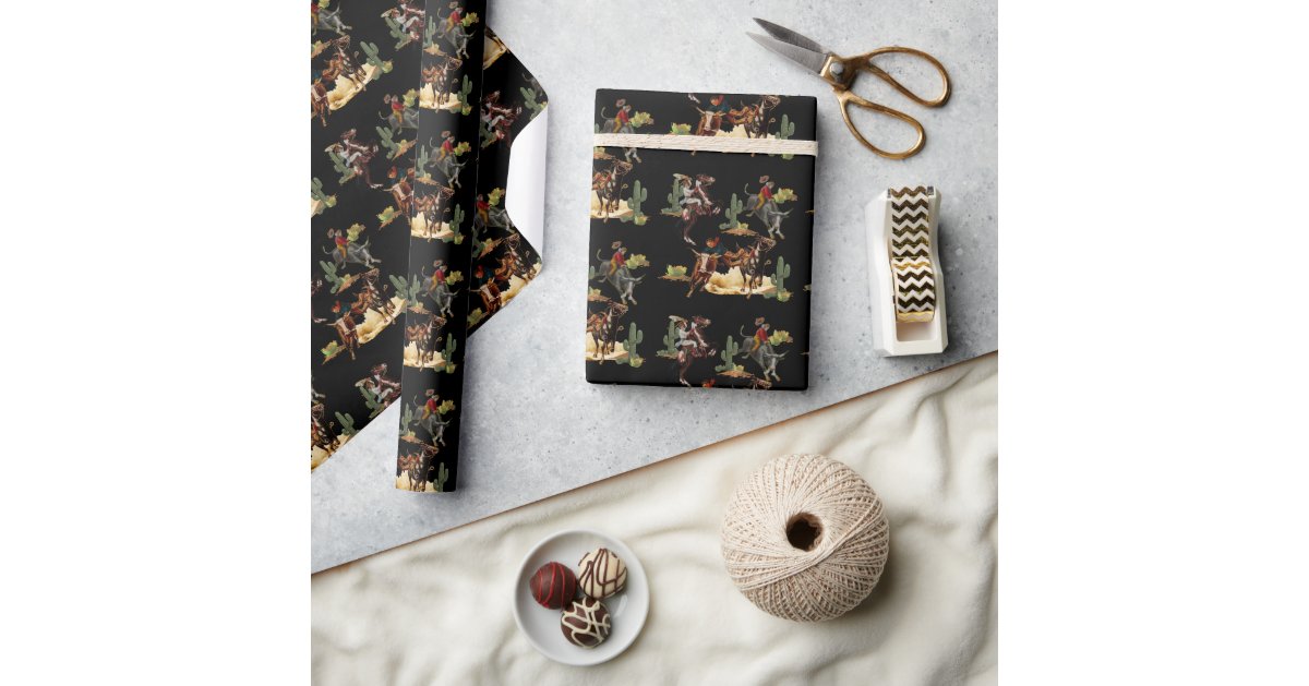 Vintage Western Rodeo Events Cowboy Cowgirl Wrapping Paper | Zazzle