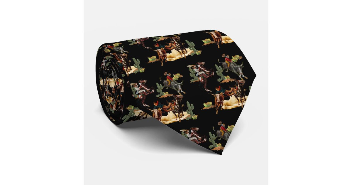 Vintage Western Rodeo Events Cowgirl Cowboy Ne Neck Tie | Zazzle