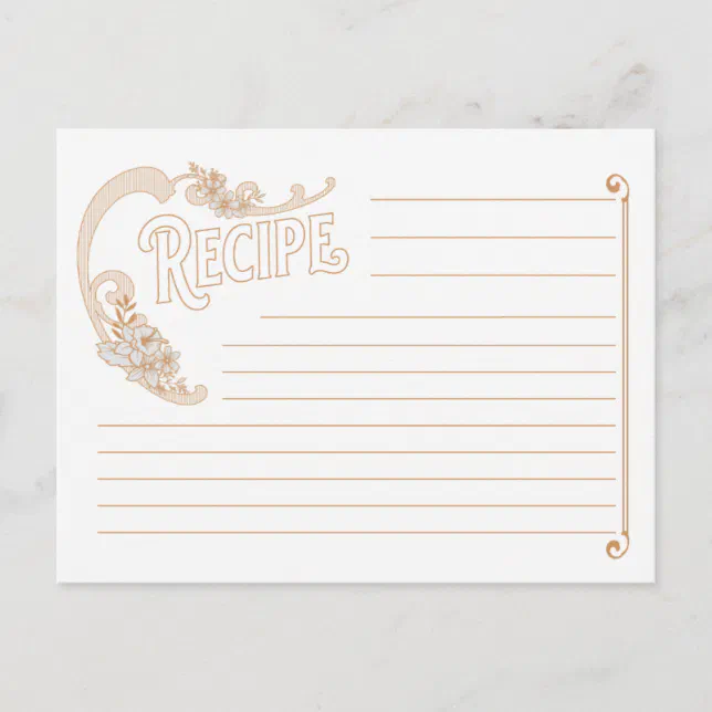 Vintage White and Gold Recipe Cards | Zazzle
