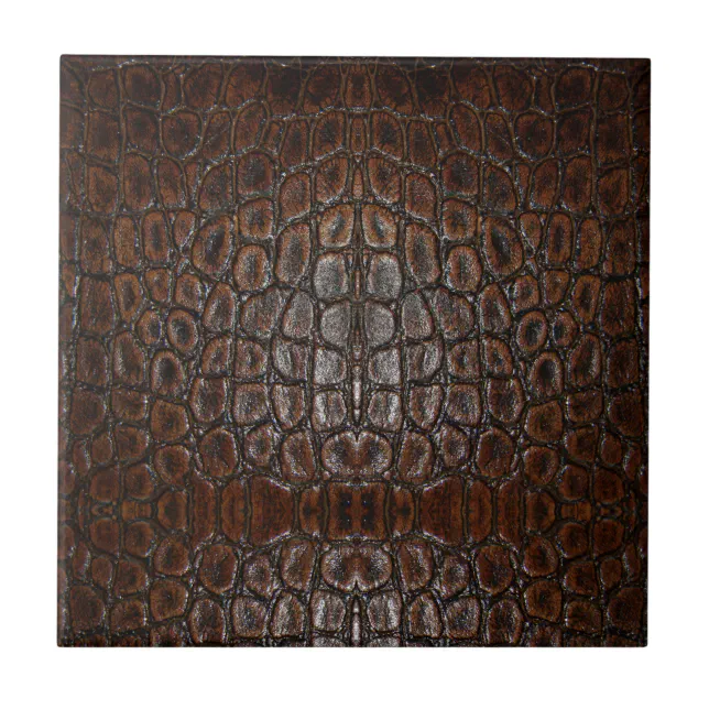 vintage wild crocodile brown alligator leather tile | Zazzle