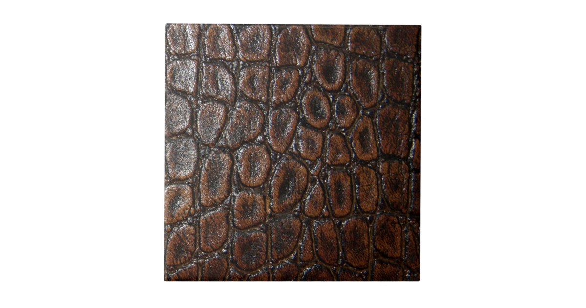 vintage wild crocodile brown alligator leather tile | Zazzle