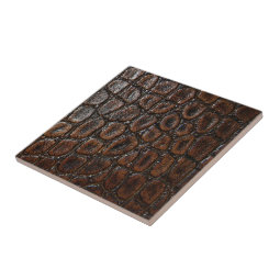 vintage wild crocodile brown alligator leather tile | Zazzle