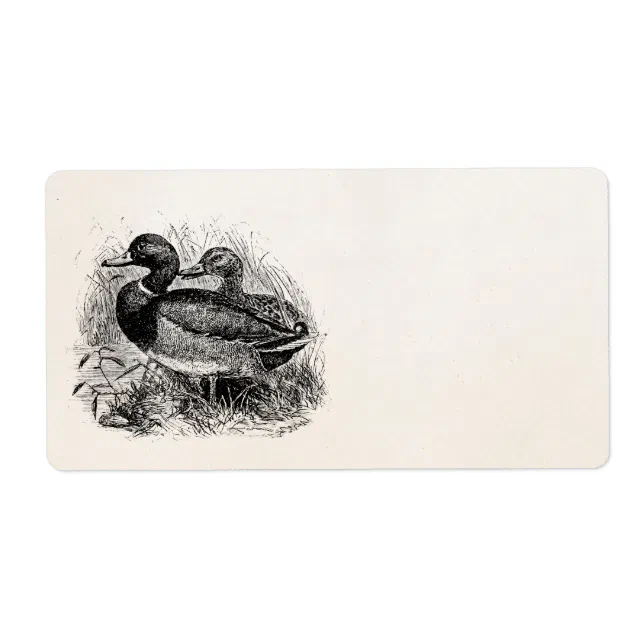 Vintage Wild Mallard Ducks Personalized Template Label | Zazzle