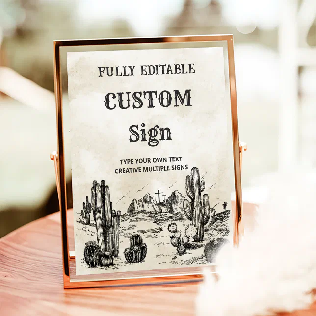 Vintage Wild West Cowboy Birthday Party Table Sign | Zazzle