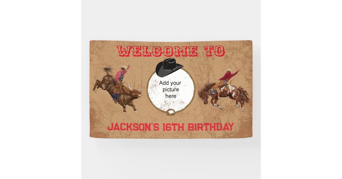 Vintage wild western birthday banner | Zazzle