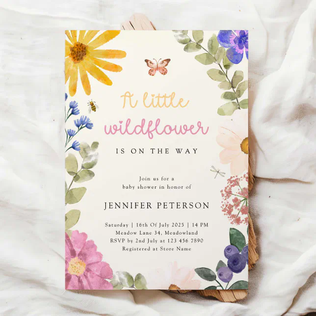Vintage Wildflower Baby Shower Invitation | Zazzle