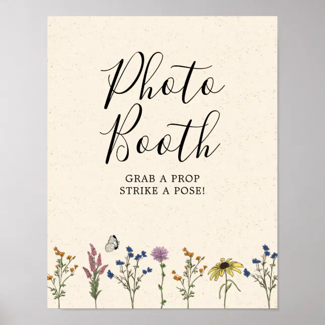Vintage Wildflower Baby Shower Photo Booth Poster | Zazzle