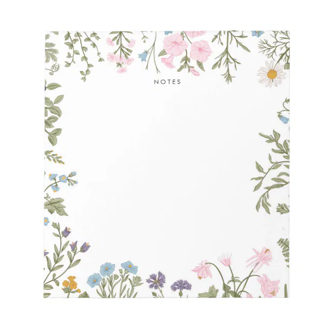 Vintage Wildflower Garden Notepad | Zazzle