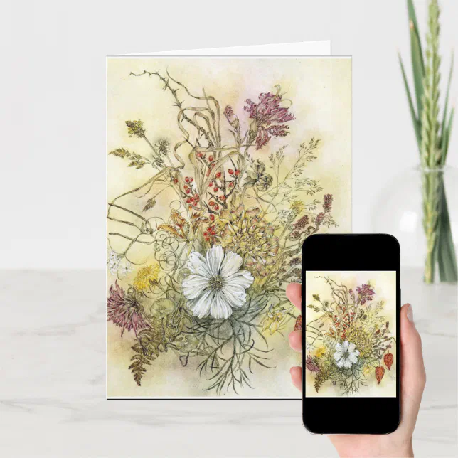 Vintage Wildflower Note Card | Zazzle