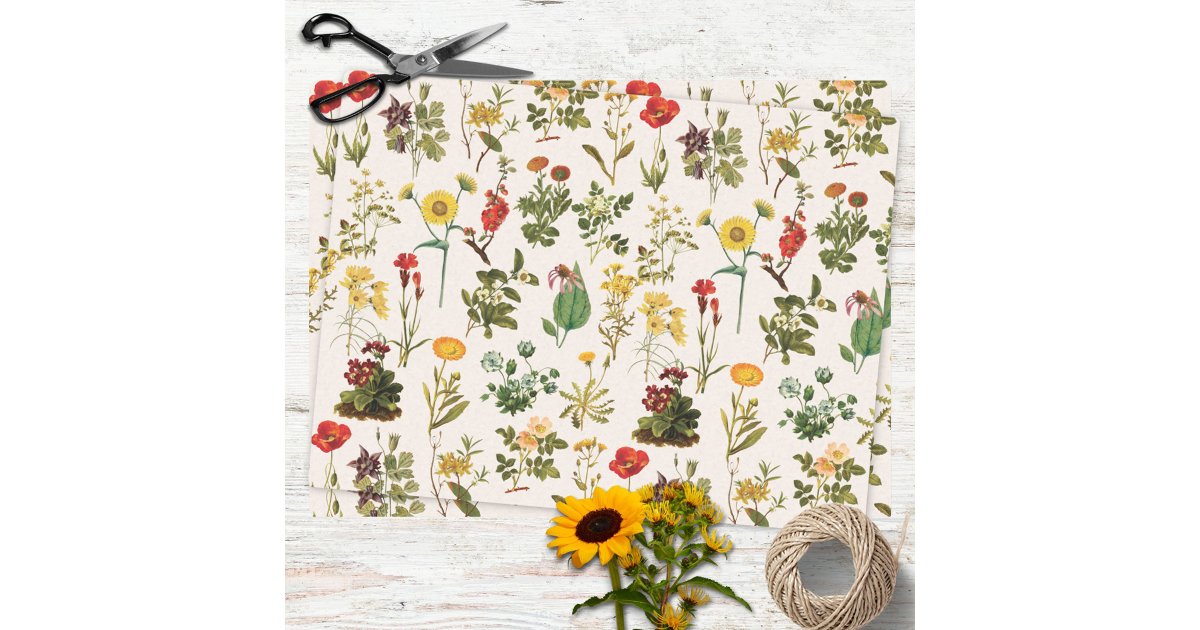 Vintage Wildflower Pattern Tissue Paper | Zazzle