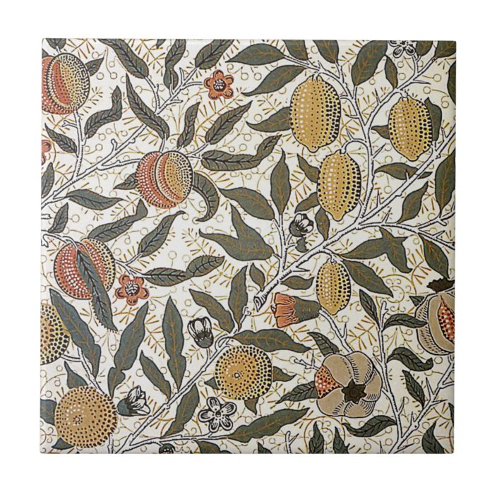 Vintage William Morris Pomegranate Ceramic Tile | Zazzle.com
